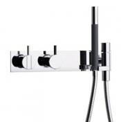 Vola 2473 brusearmatur m/omskifter, håndbruser og slange - Messing natur - VVS nr.: 2473-19