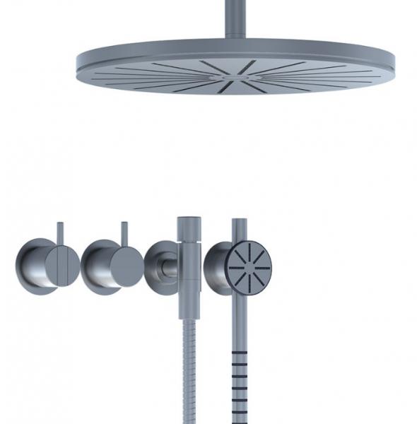 Vola 2471S-061A-16 Komplet brusesystem til indbygning - Mat sort - VVS nr.: 2471S-061A-27