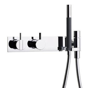 Vola 2473 brusearmatur m/omskifter, håndbruser og slange - Messing natur - VVS nr.: 2473-19