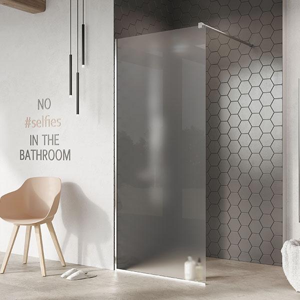 Strømberg Font Walk-in fast brusevæg - 80 cm - Frostet glas - VVS nr ...