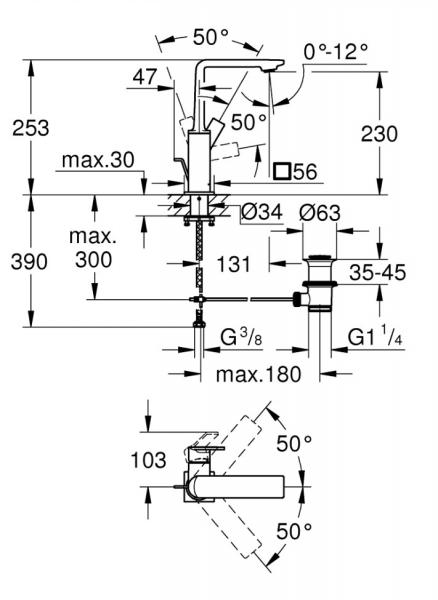 Grohe Allure large håndvaskarmatur m/bundventil - VVS nr.: 702216304