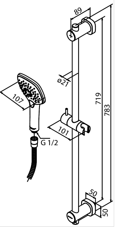 Damixa Pine Flex brusesæt - Krom - 737634304 - VVS-Shoppen.dk